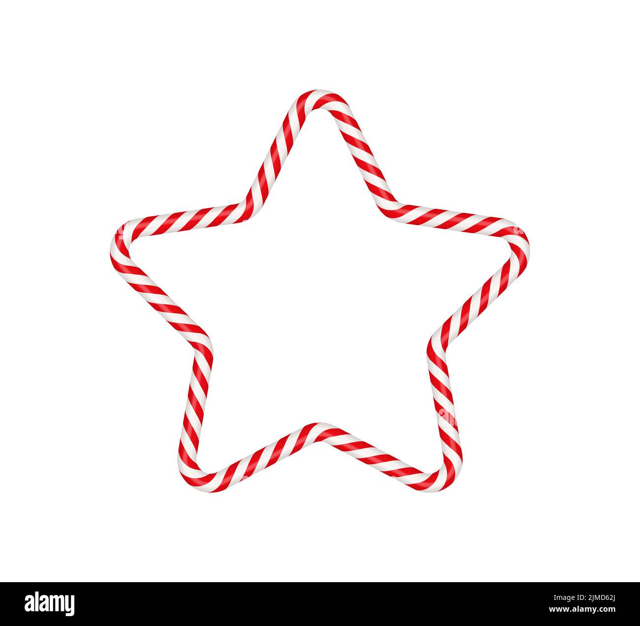 Christmas candy cane star frame with red and white striped. Xmas border ...