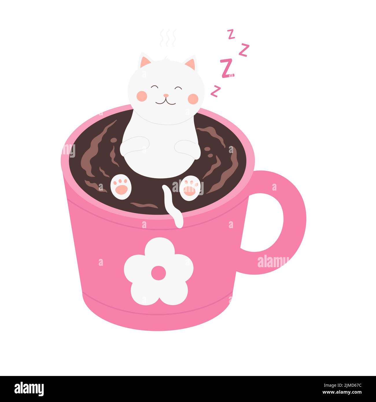 Cute cats swim and relax in coffee or tea cup vector isolated in white ...