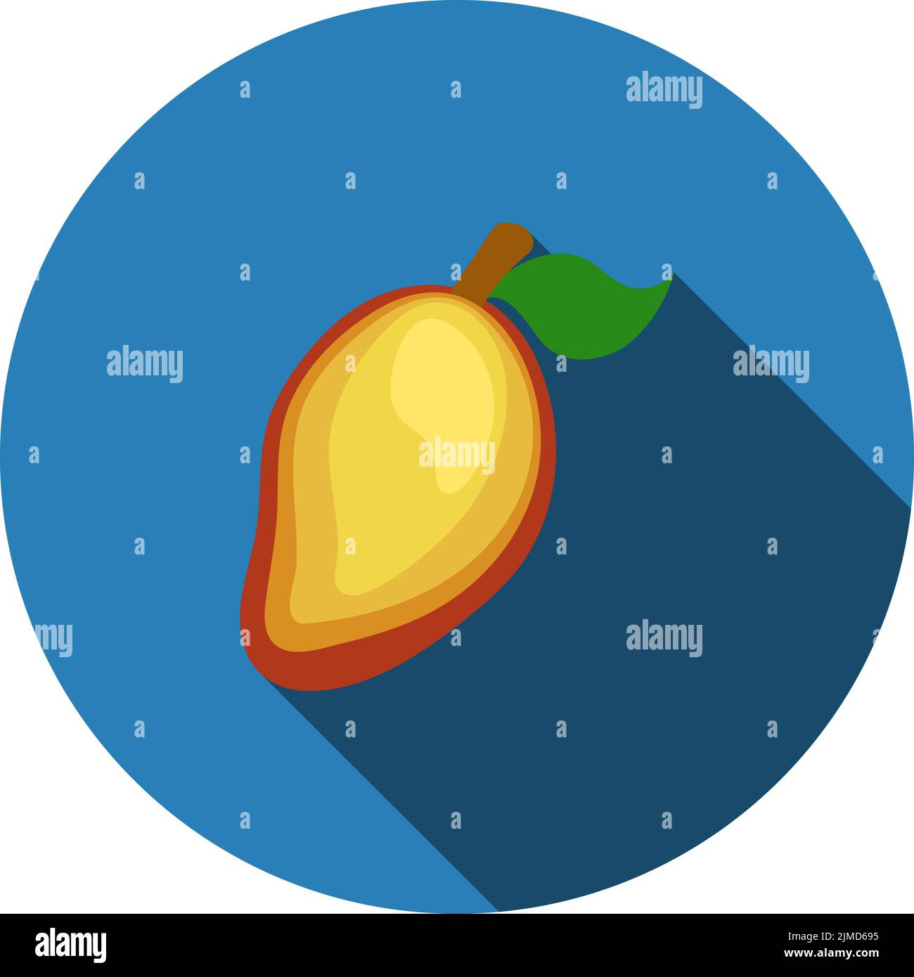 Icon Of Mango In Ui Colors. Flat Circle Stencil Design With Long Shadow ...