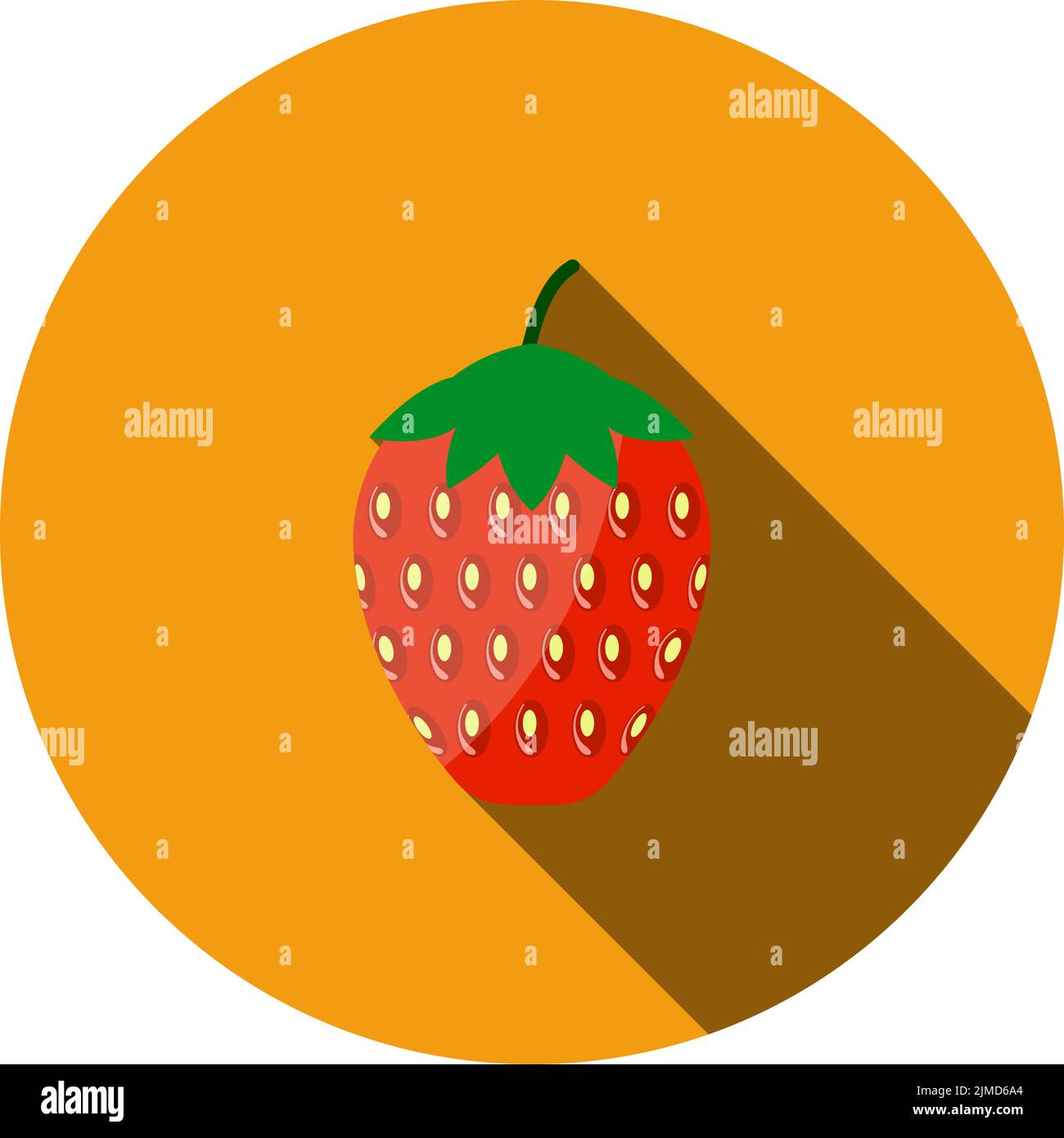 Icon Of Strawberry In Ui Colors. Flat Circle Stencil Design With Long ...