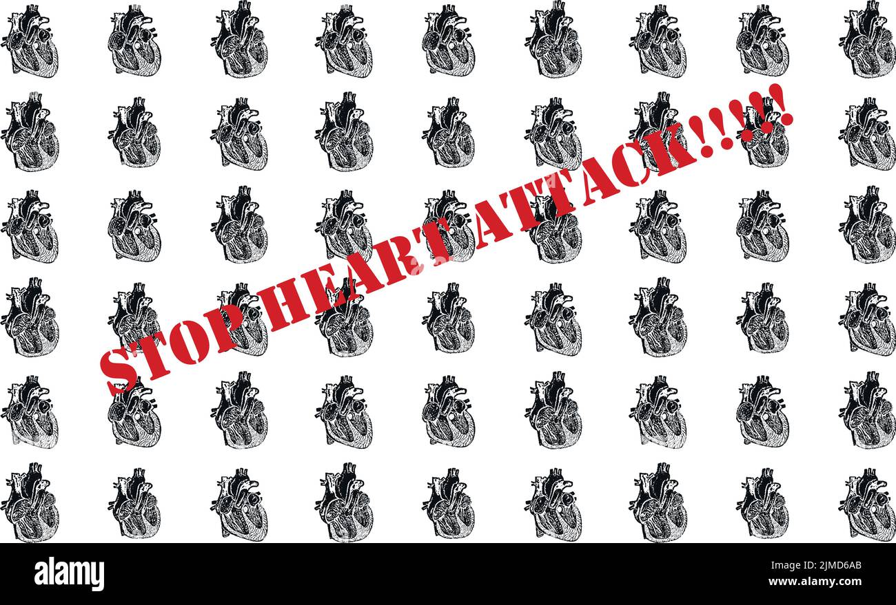 Vector illustration on an isolated background. Text. Stop a heart ...