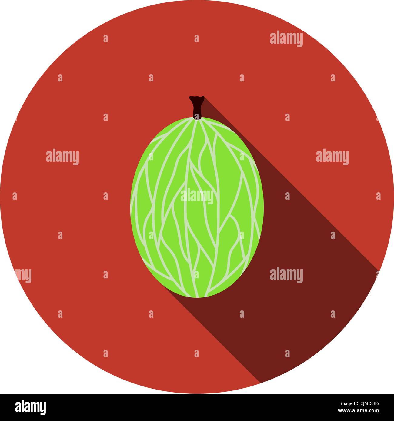 Icon Of Gooseberry In Ui Colors. Flat Circle Stencil Design With Long Shadow. Vector ...