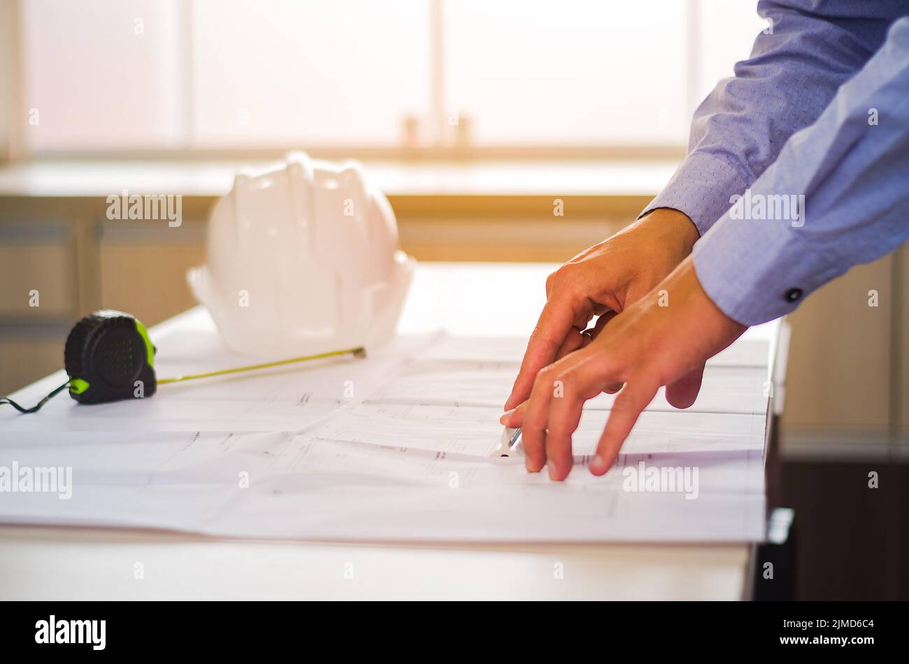 Great concept of engineering design, engineer working on architectural ...