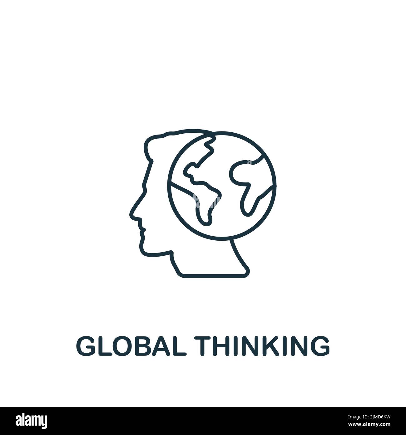 Global Thinking icon. Monochrome simple Brain Process icon for ...