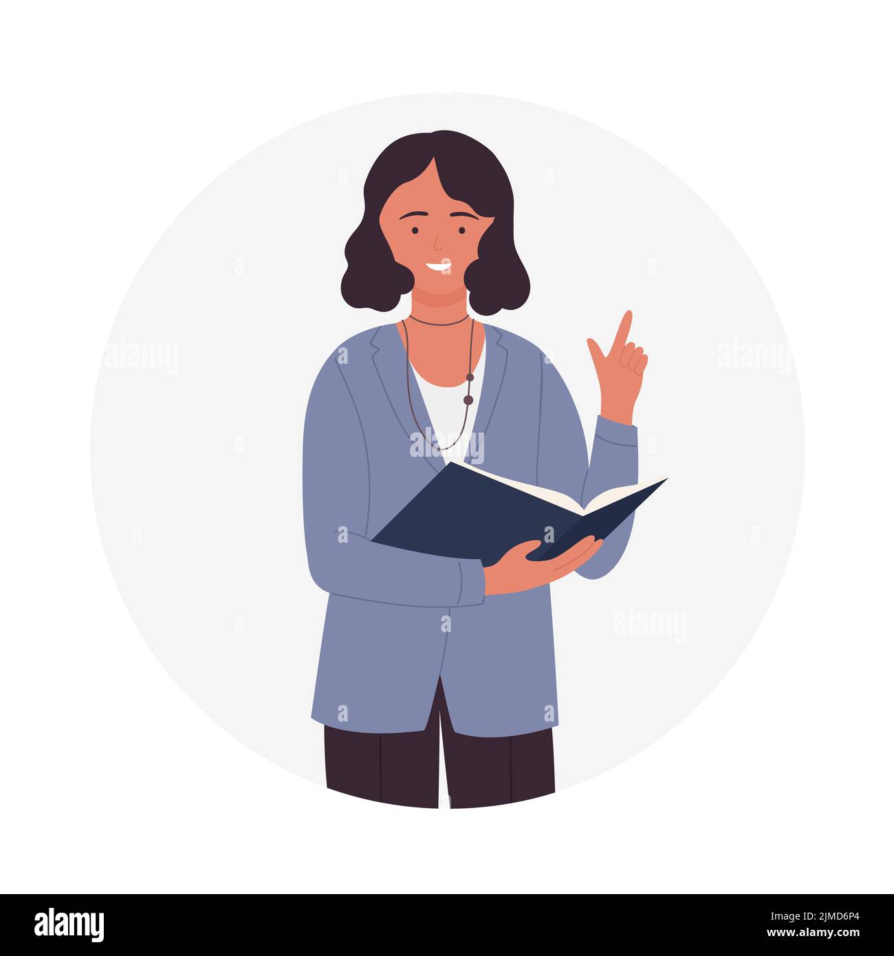 Teacher woman with open book. Teaching school professor vector ...