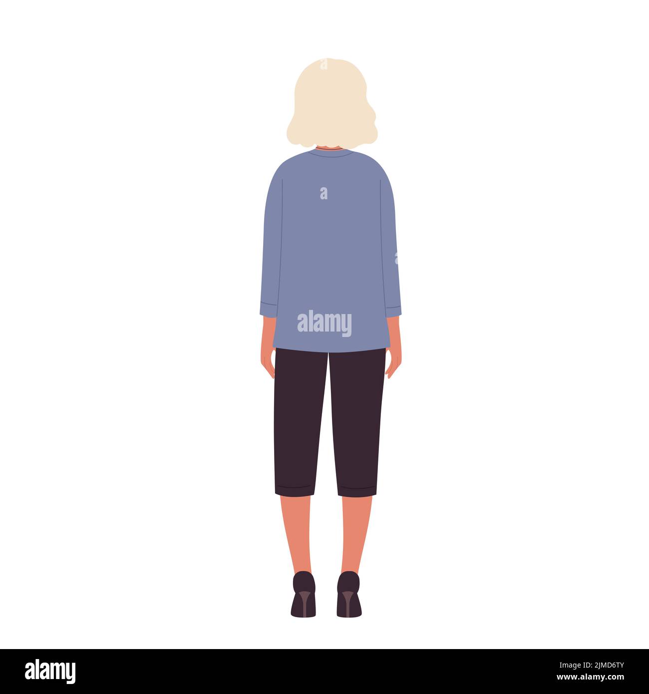 Back view of standing woman teacher. School female lecturer, lesson ...