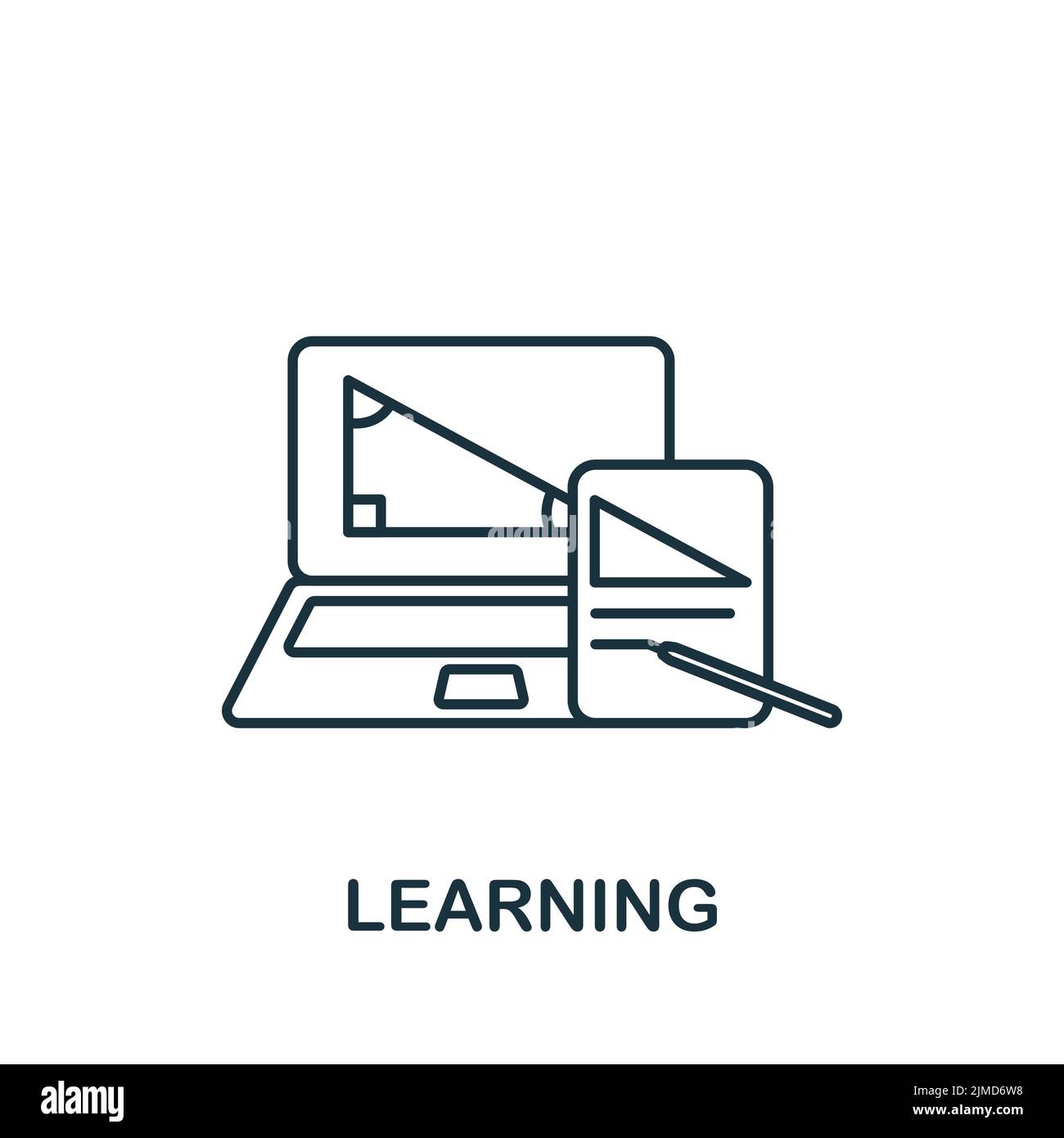 Learning icon. Monochrome simple Brain Process icon for templates, web ...