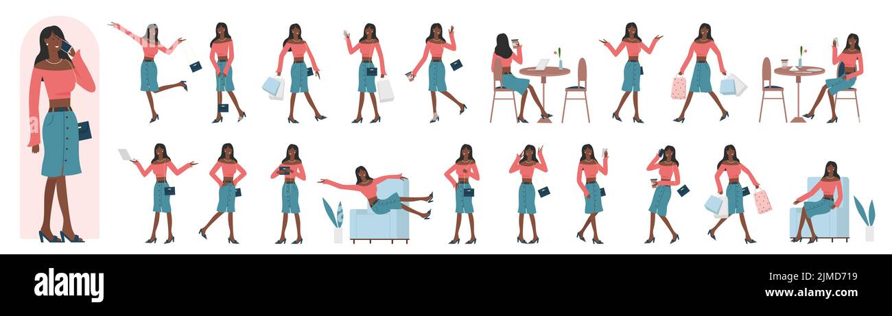 Happy black female company Stock Vector Images - Alamy