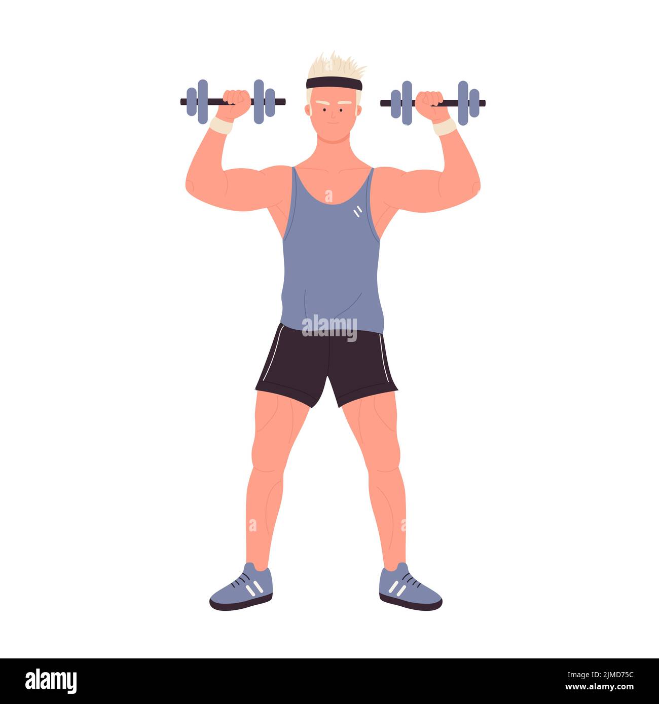 Male trainer with dumbbells. Fitness training coach program, gym ...