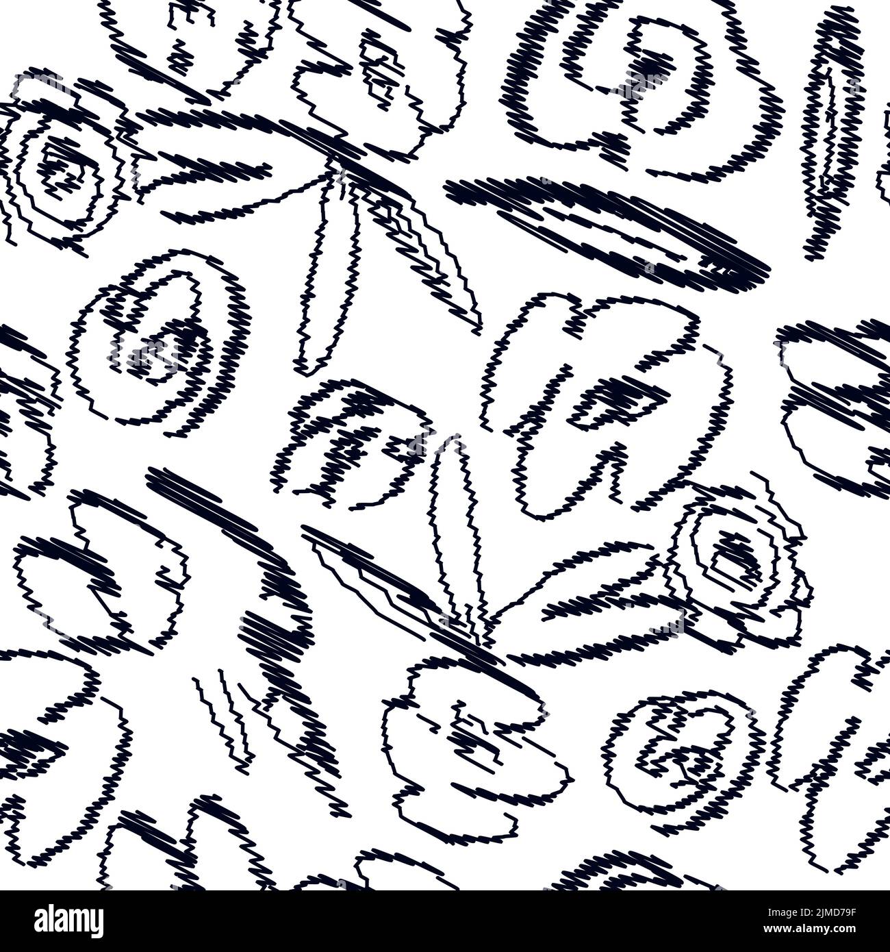 Seamless abstract embroidery flower pattern. Hand drawn vector ...