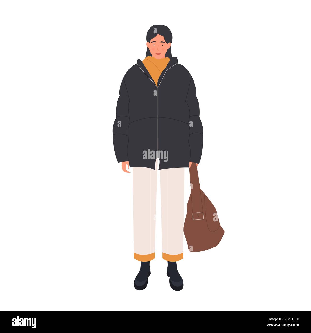 Young woman in winter clothes. Warm outfits for seasonal cold weather ...