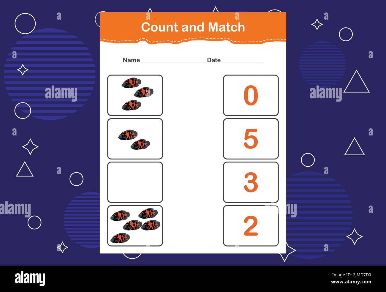 Count and match with the correct number. Matching education game. Count ...