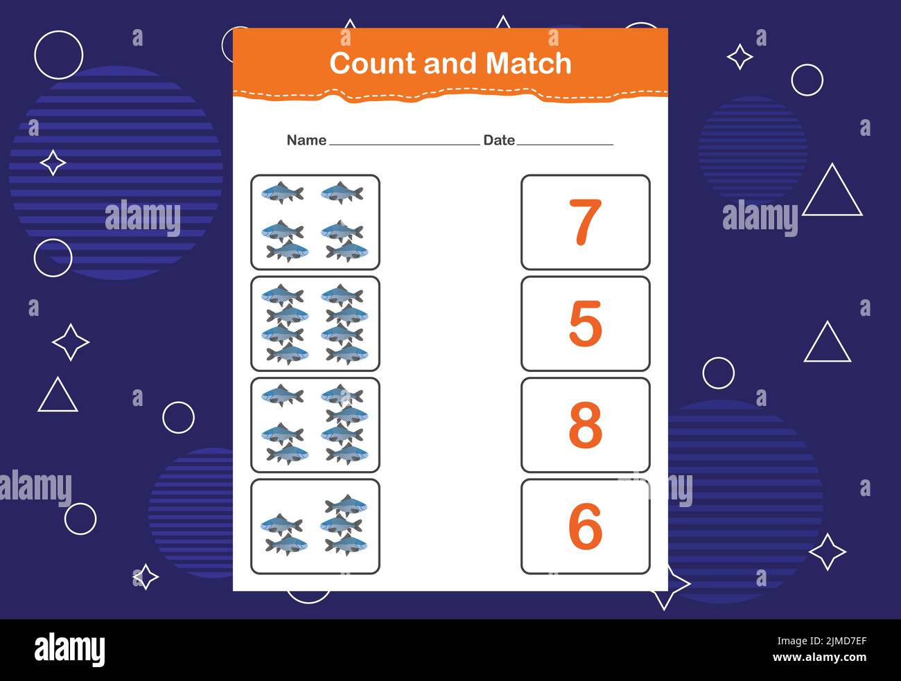 Count and match with the correct number. Matching education game. Count ...