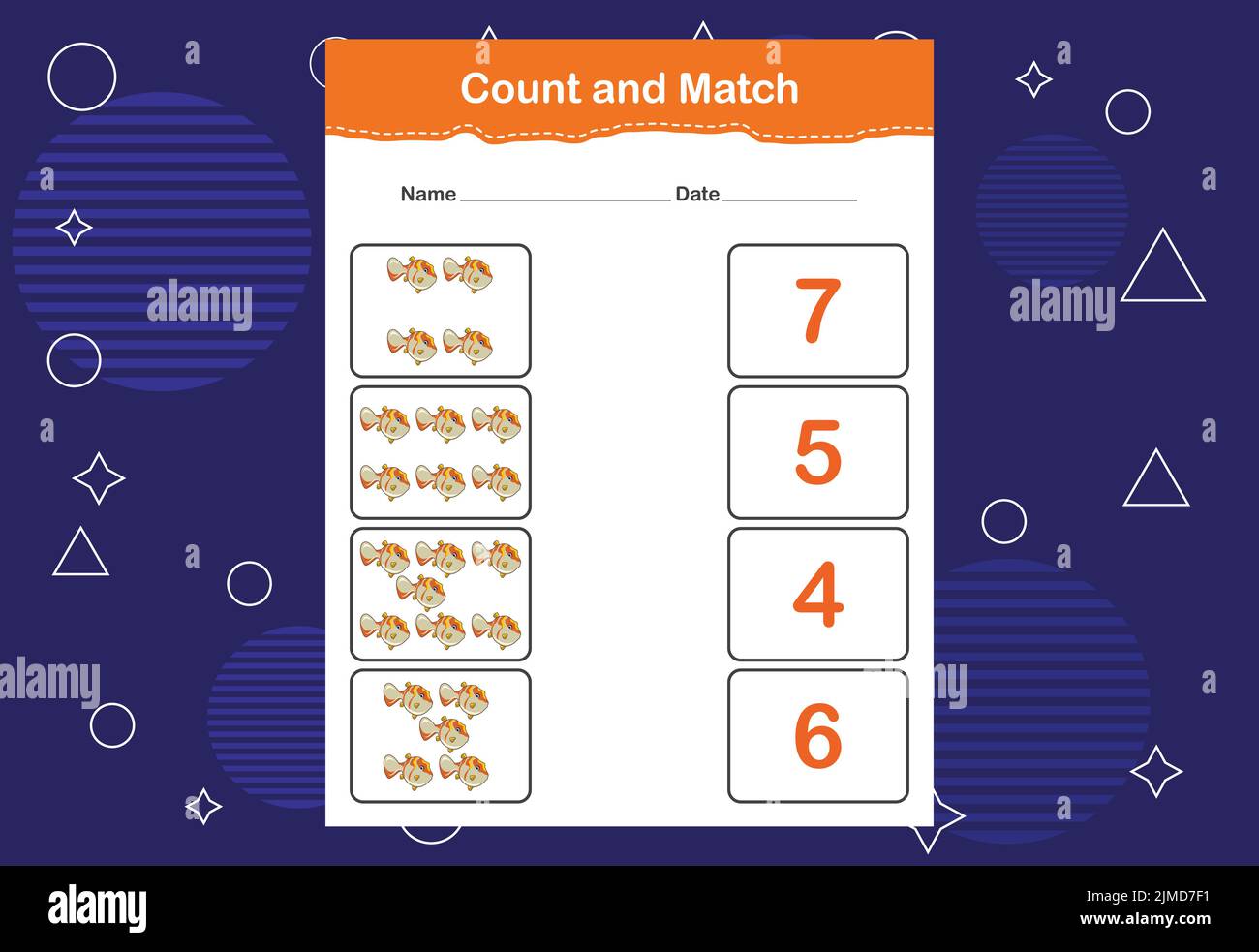 Count and match with the correct number. Matching education game. Count ...