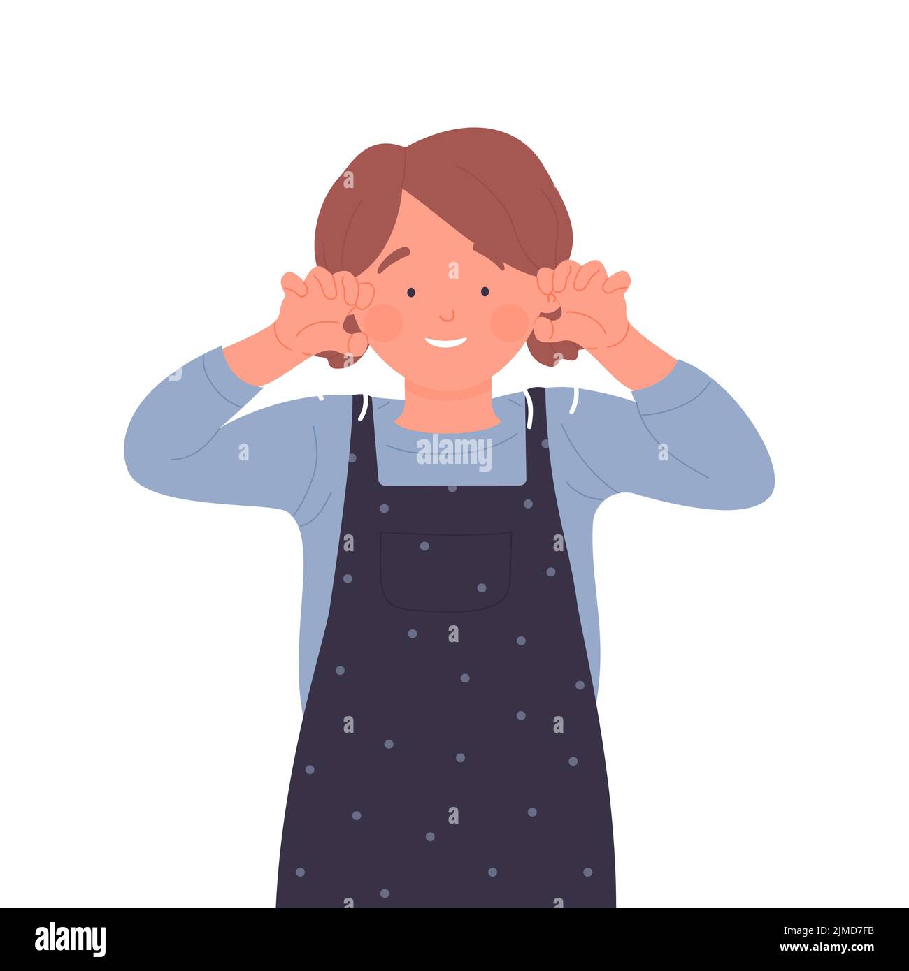 Little kid showing scary gesture. Spooky funny child face vector ...