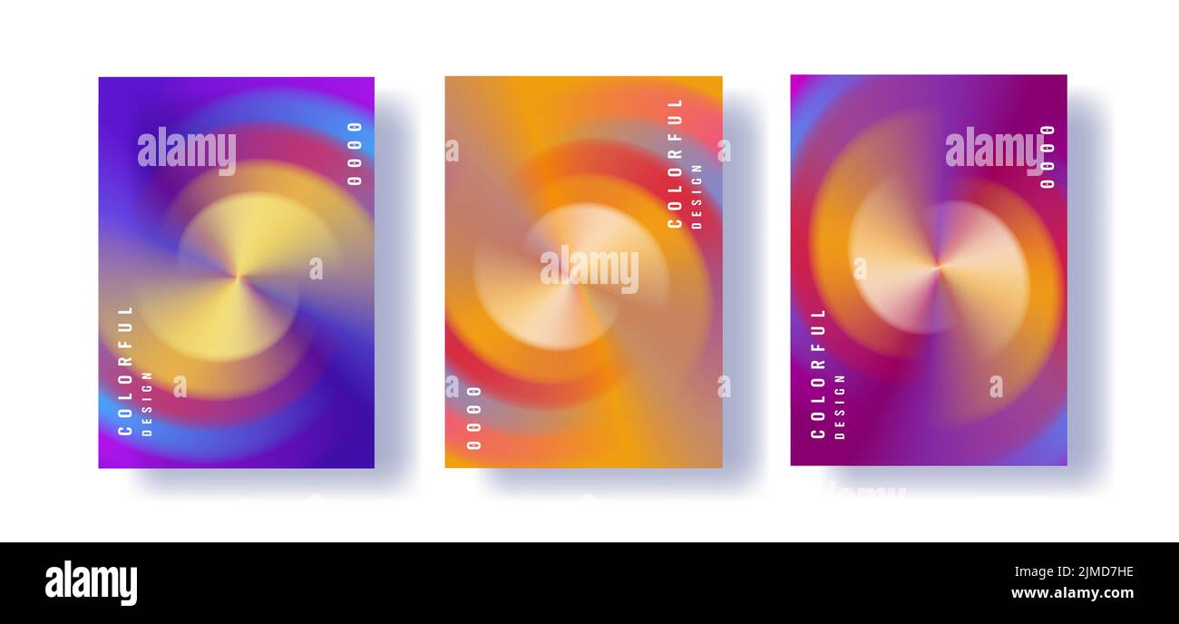 Set of posters with spiral rainbow twist, colorful leaflet templates ...