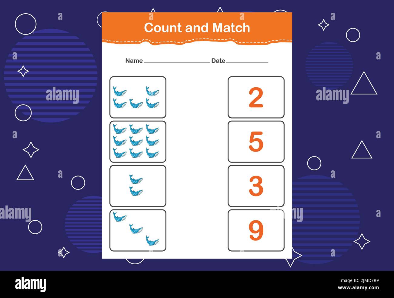 Count and match with the correct number. Matching education game. Count ...