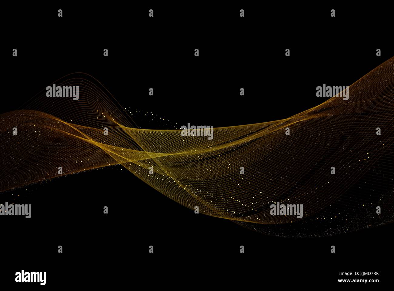 Golden wave with sequins glittering dust isolated on black background. Vector illustration Stock ...