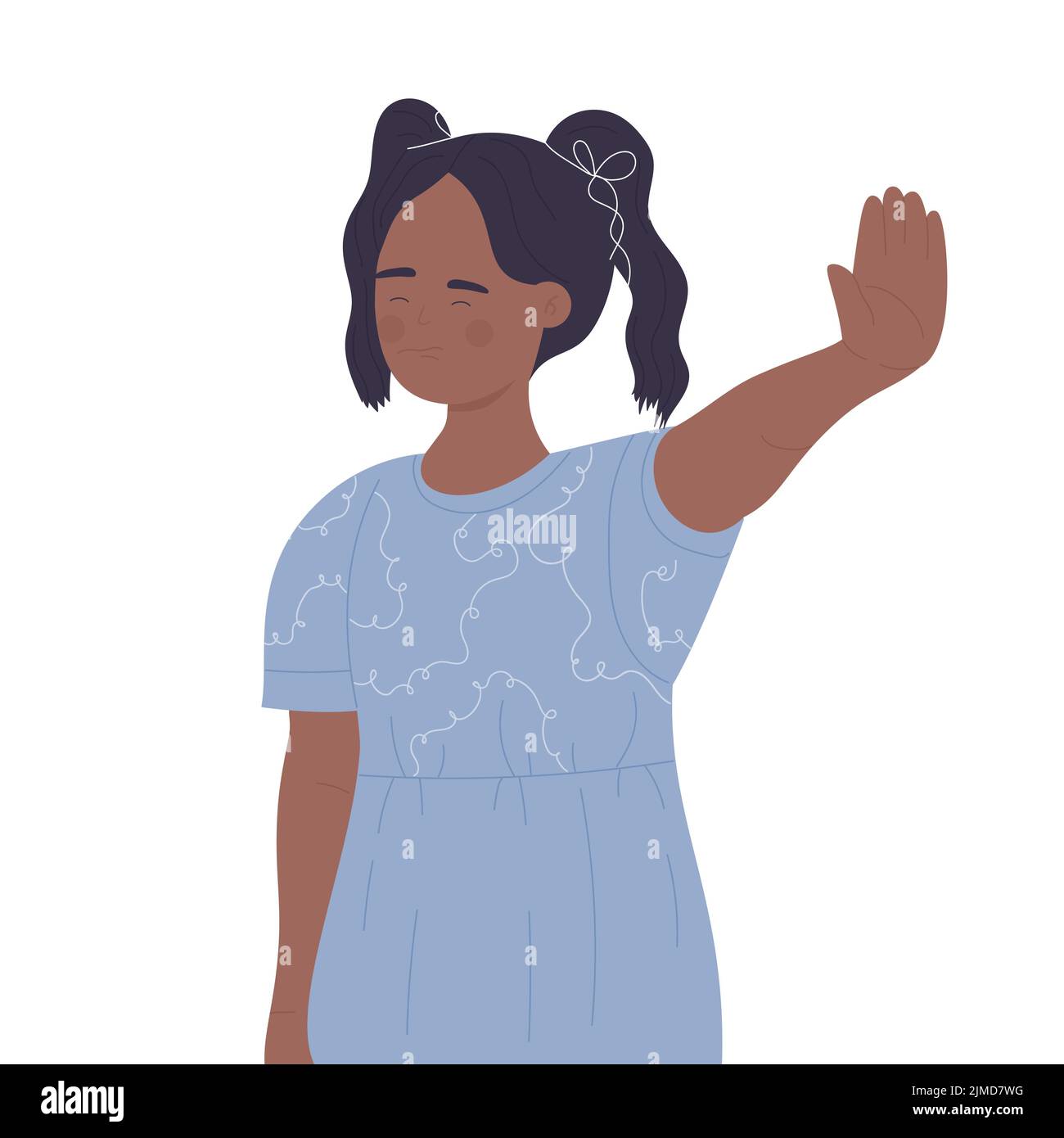 Little girl in stop warning pose. Rejection reaction and aggressive ...