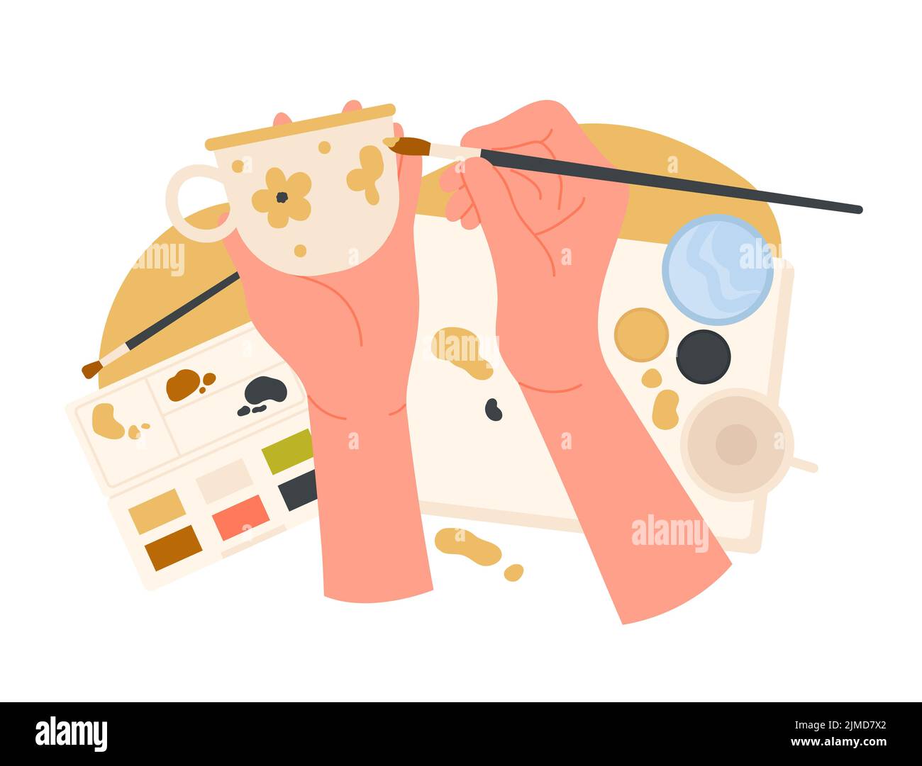 Hands painting workshop. Creative handmade work, hobby art time vector ...