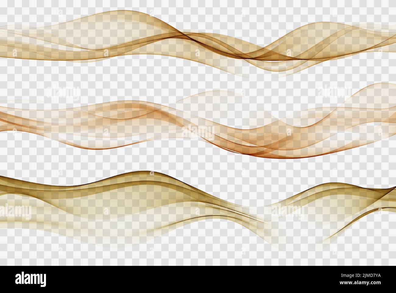 Glowing flow of wavy lines on transparent background Set of three ...
