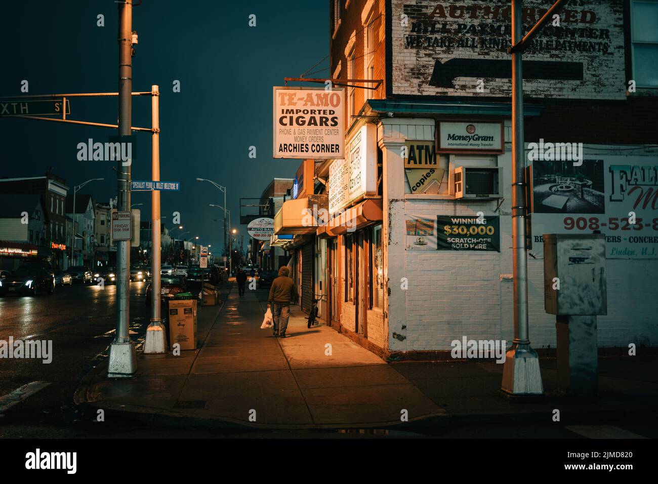 Archies Corner vintage signs at night, Elizabeth, New Jersey Stock ...