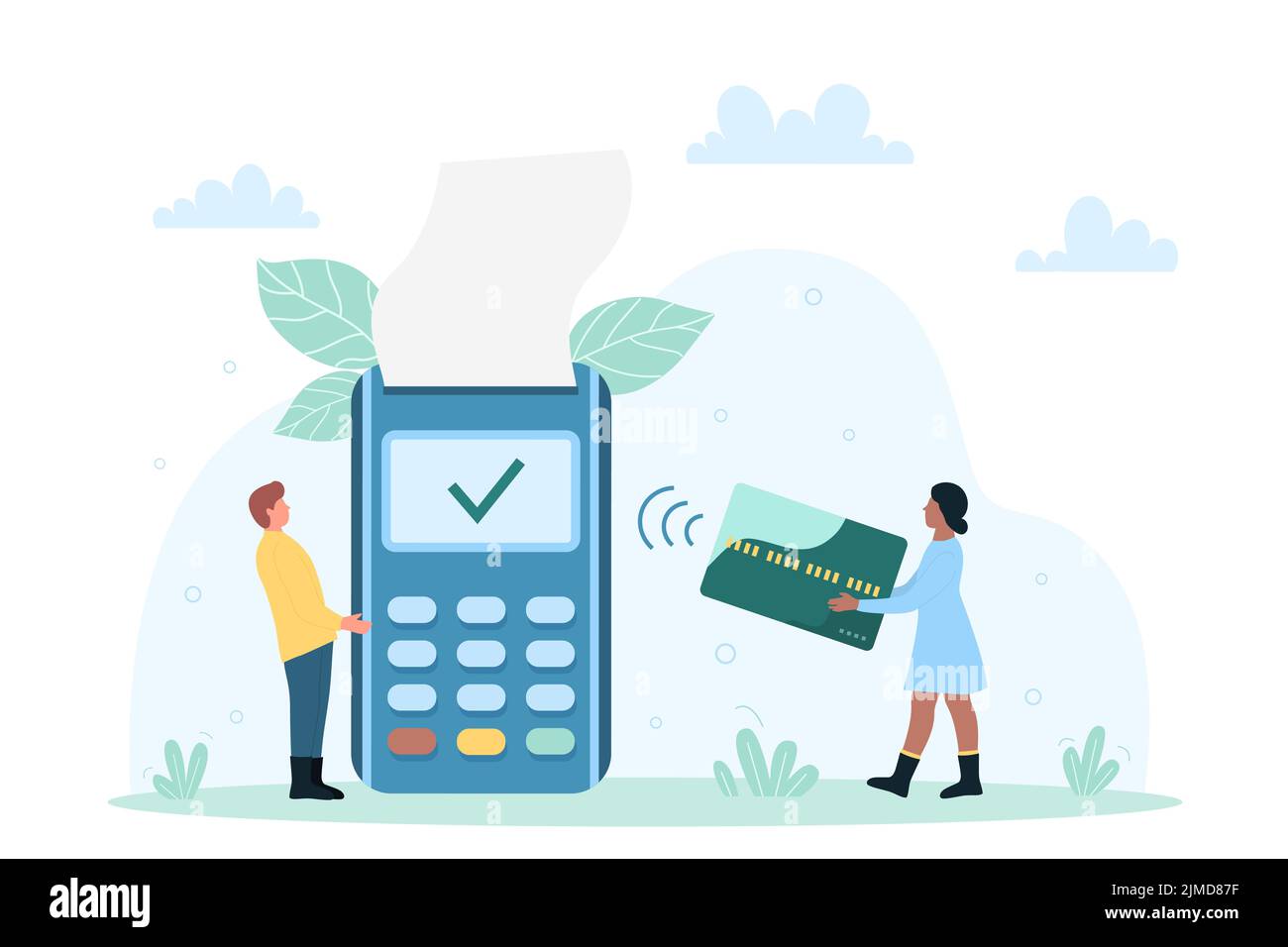 Contactless cashless wireless payment with POS terminal vector ...