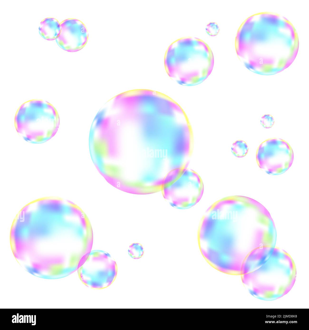 Set of realistic transparent colorful soap bubbles with rainbow ...