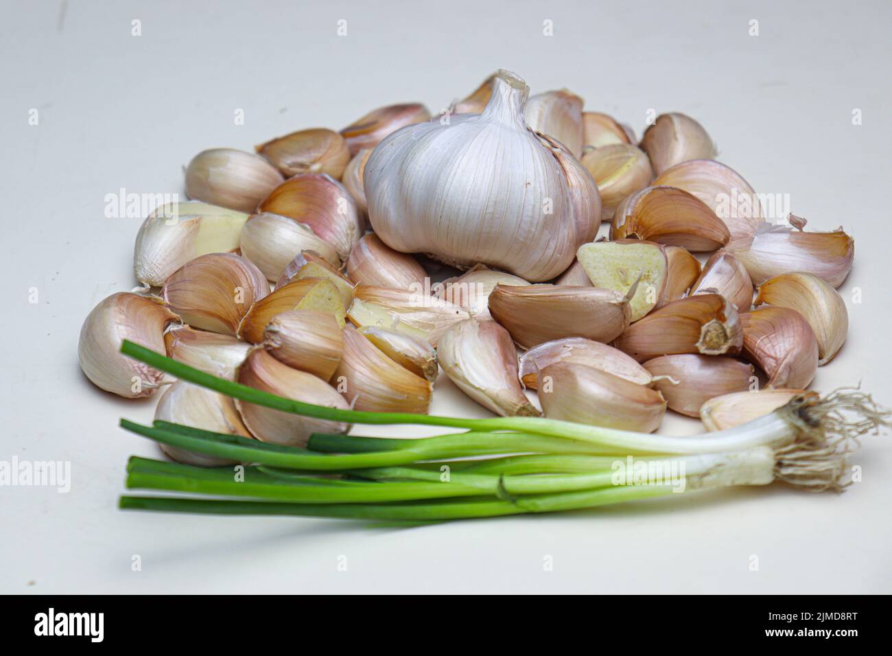 fresh and healthy garlic with tree on kitchen for cooking Stock Photo ...