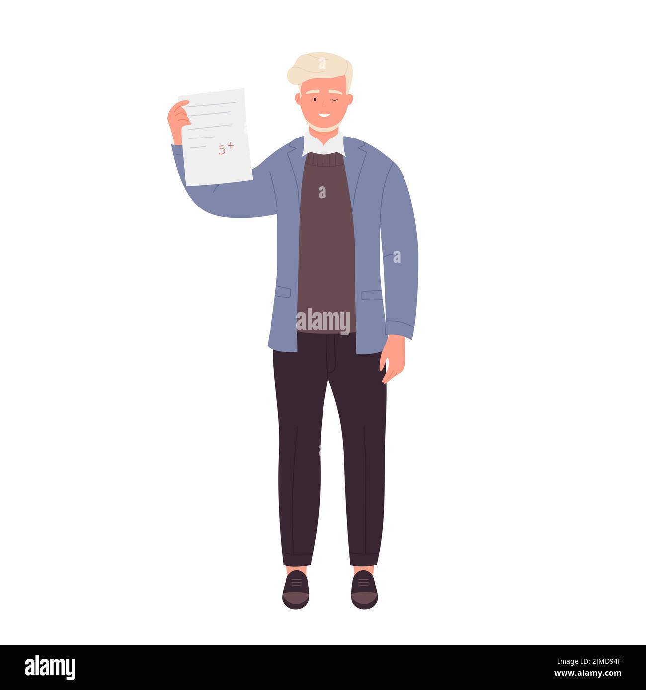 Teacher man shows exam results. Student report, school professor vector ...