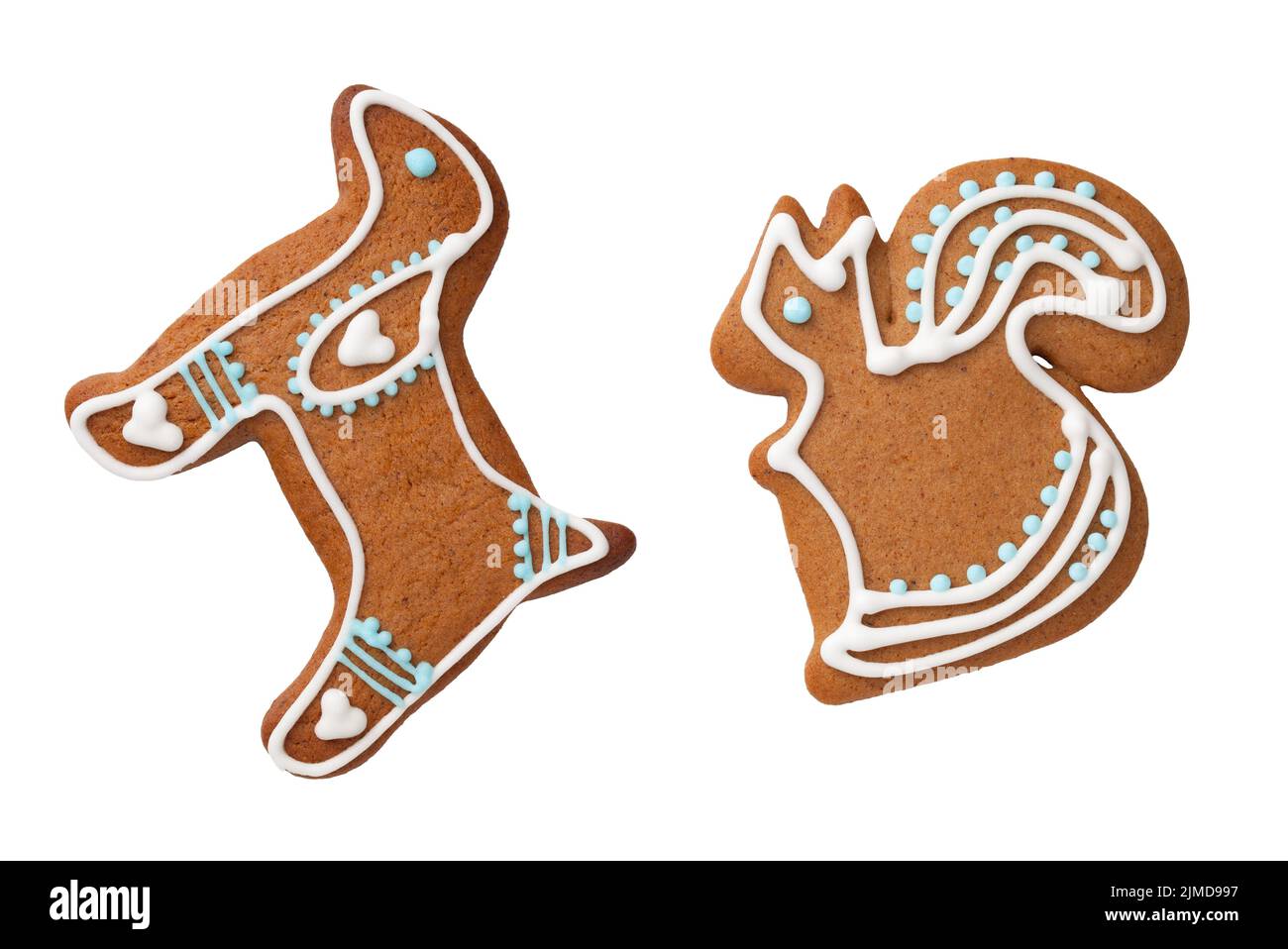 Gingerbread Dog And Squirrel Cookies Isolated Stock Photo - Alamy