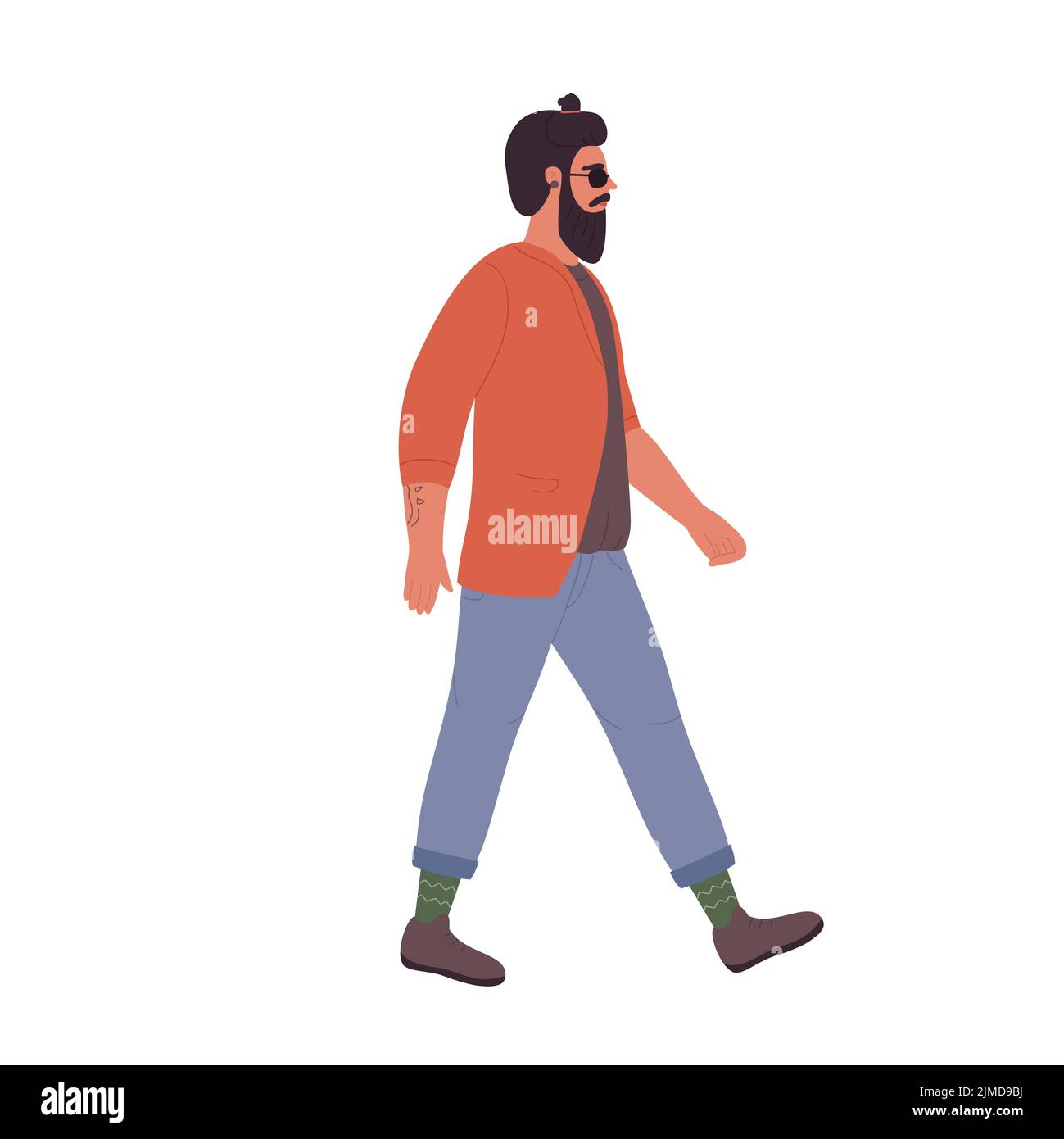 Walking cool hipster man. Stylish young boy in casual clothes vector ...