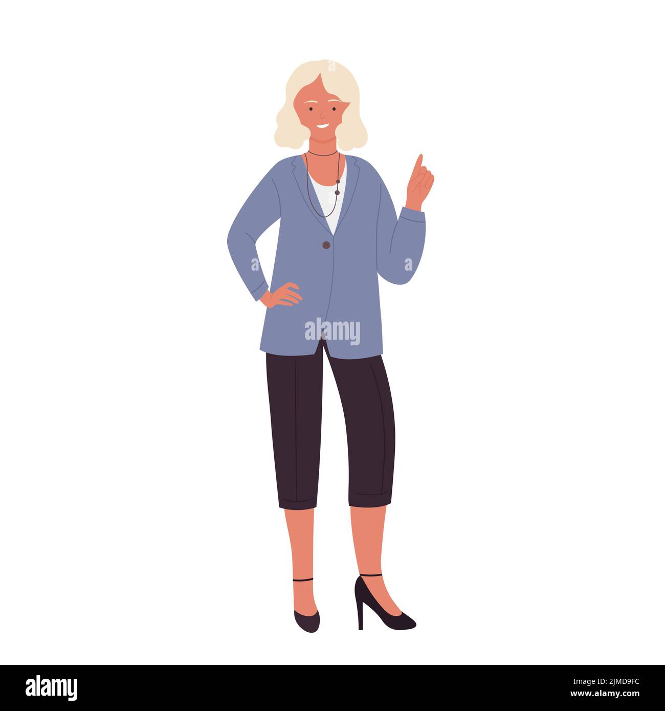 Woman teacher with pointing finger. Warning gesture, female professor ...