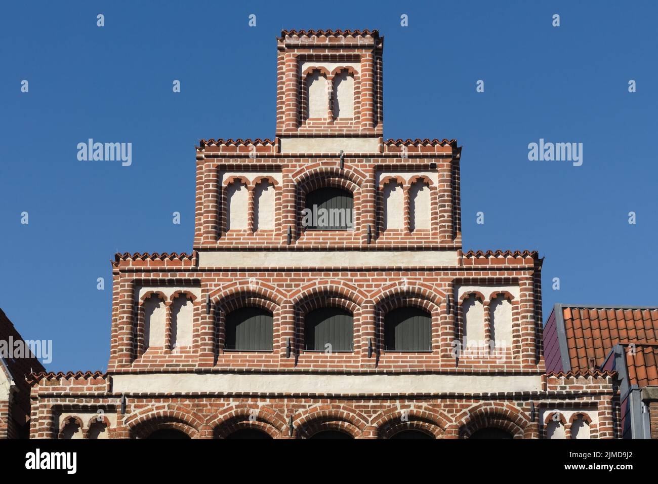 LÃ¼neburg - Historical crow-stepped gable in the old town, Germany ...