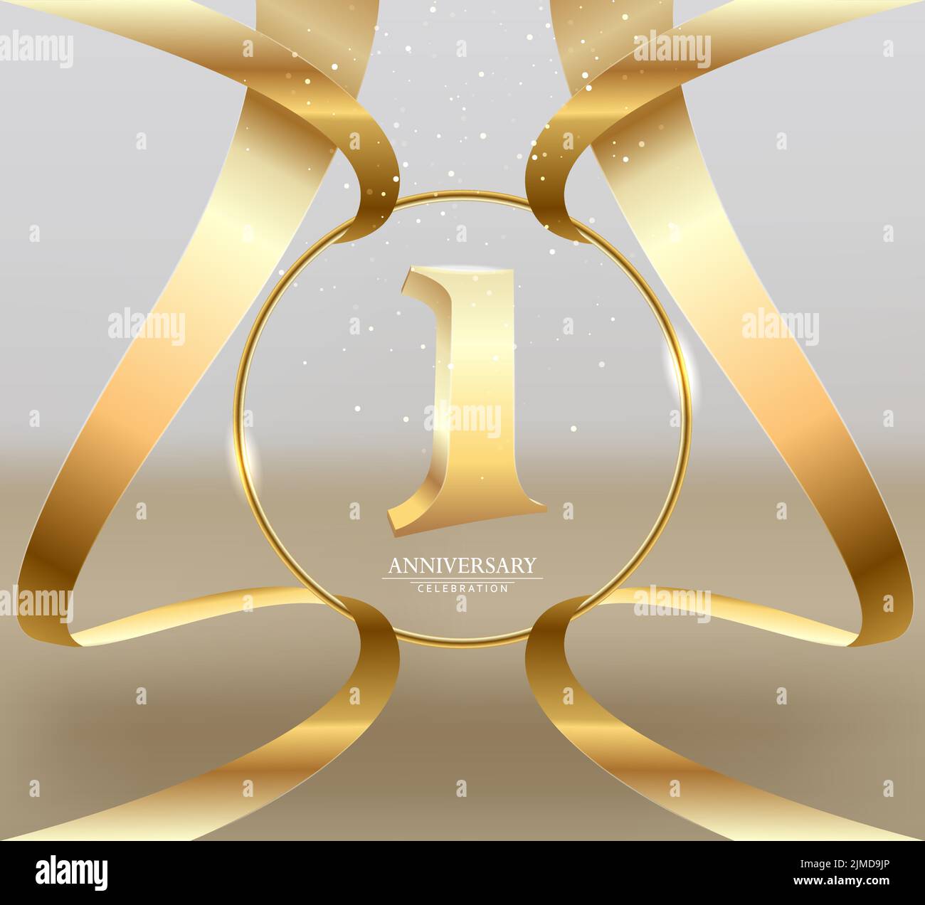 celebration of the 1st anniversary. Gold numbers with shiny gold ...