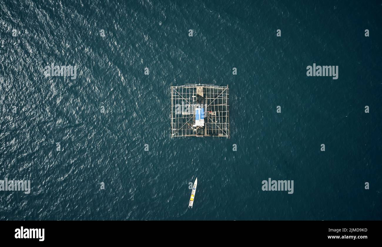 Living close to the fish makes them an easy catch. High angle shot of a ...