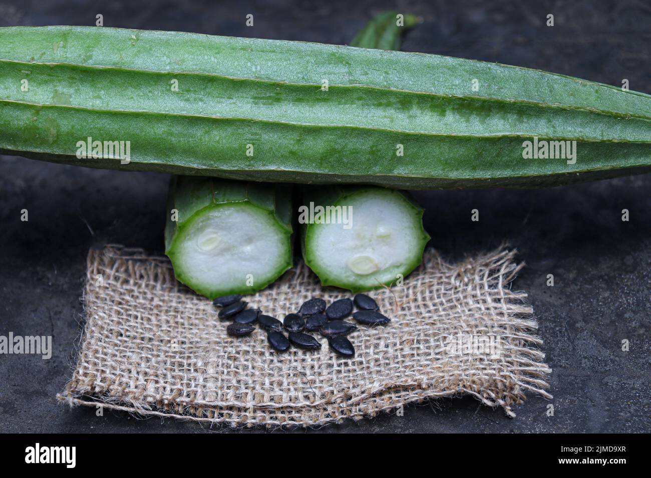Ridges Gourd stock with seed on farm for farming Stock Photo - Alamy