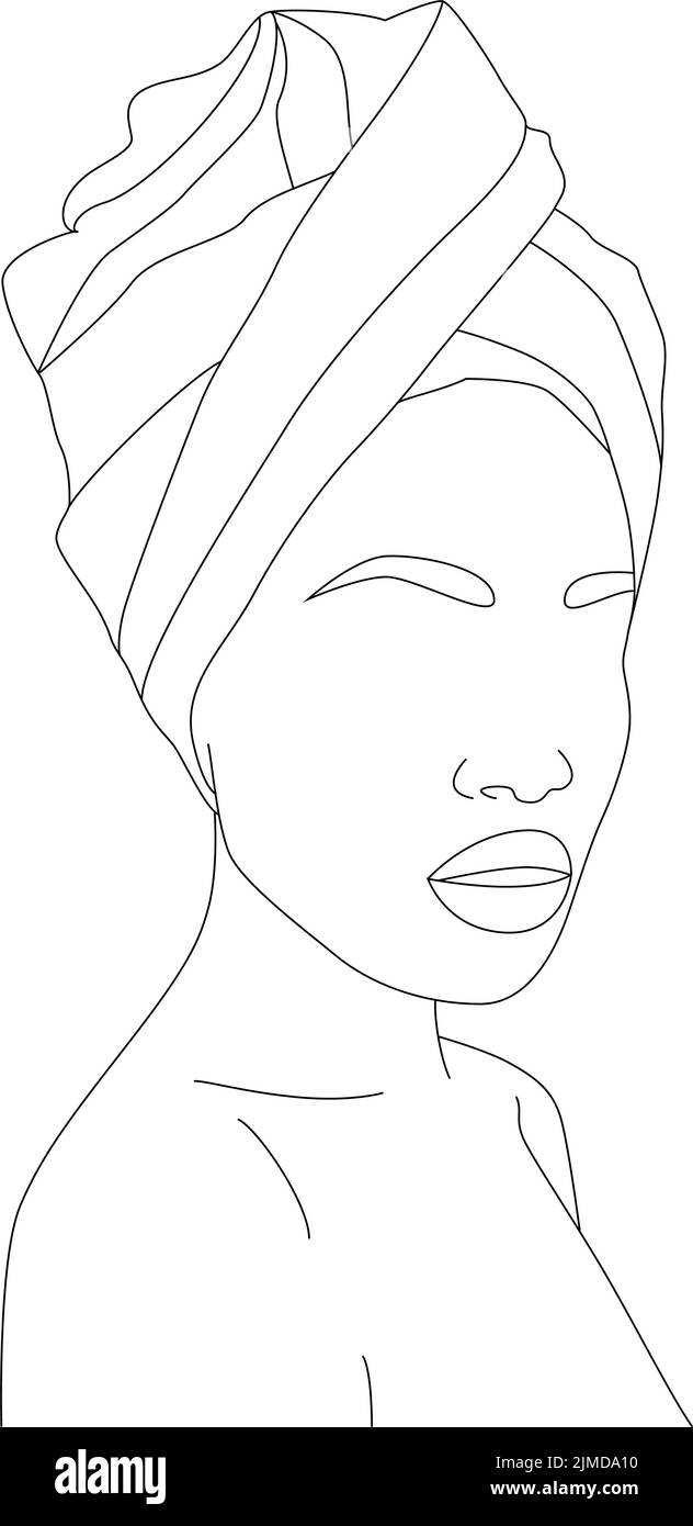 The face is one line. Portrait of a beautiful African woman Stock ...