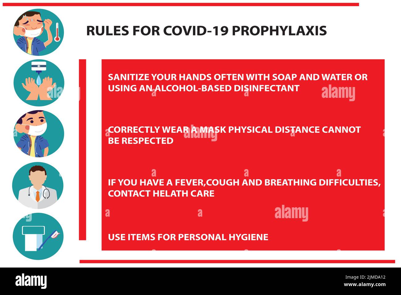 A white and red sign with the safety rules for the prevention of ...