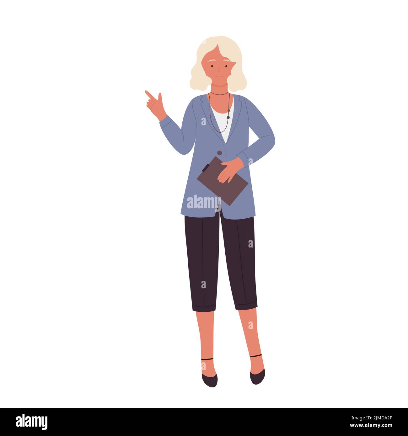 Woman professor with teaching gesture. Female teacher, school lecturer ...