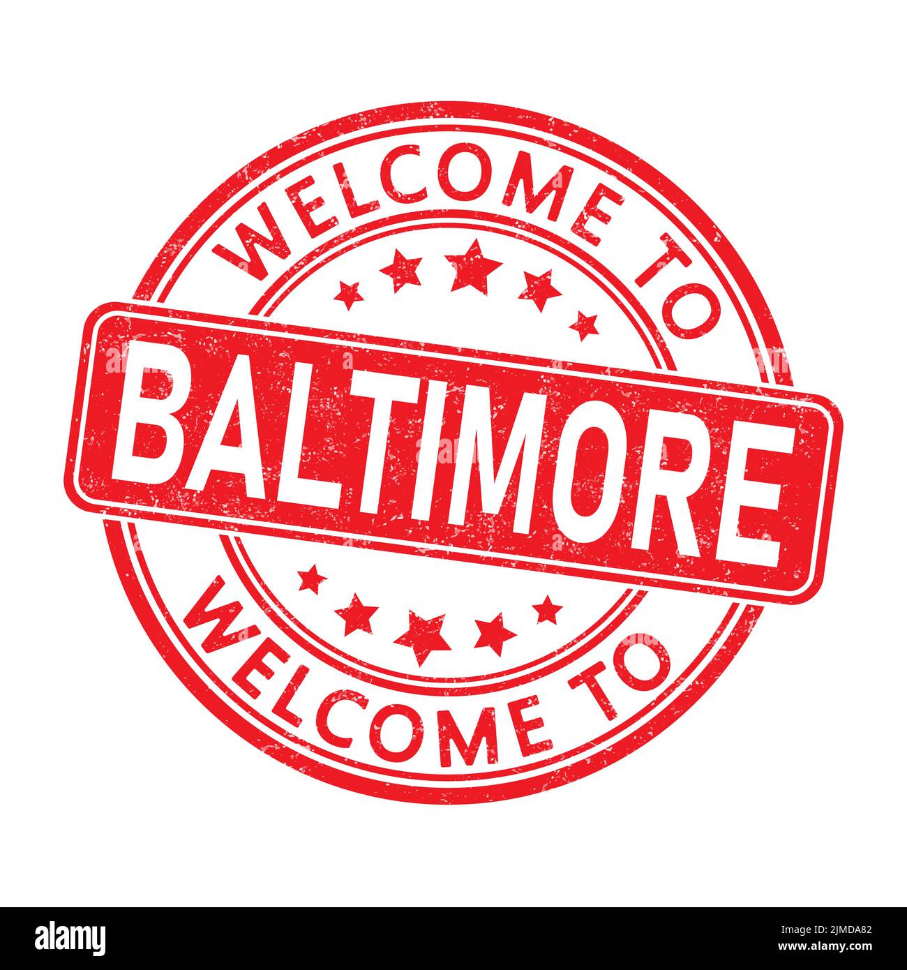 Welcome to BALTIMORE. Impression of a round stamp with a scuff. Flat ...