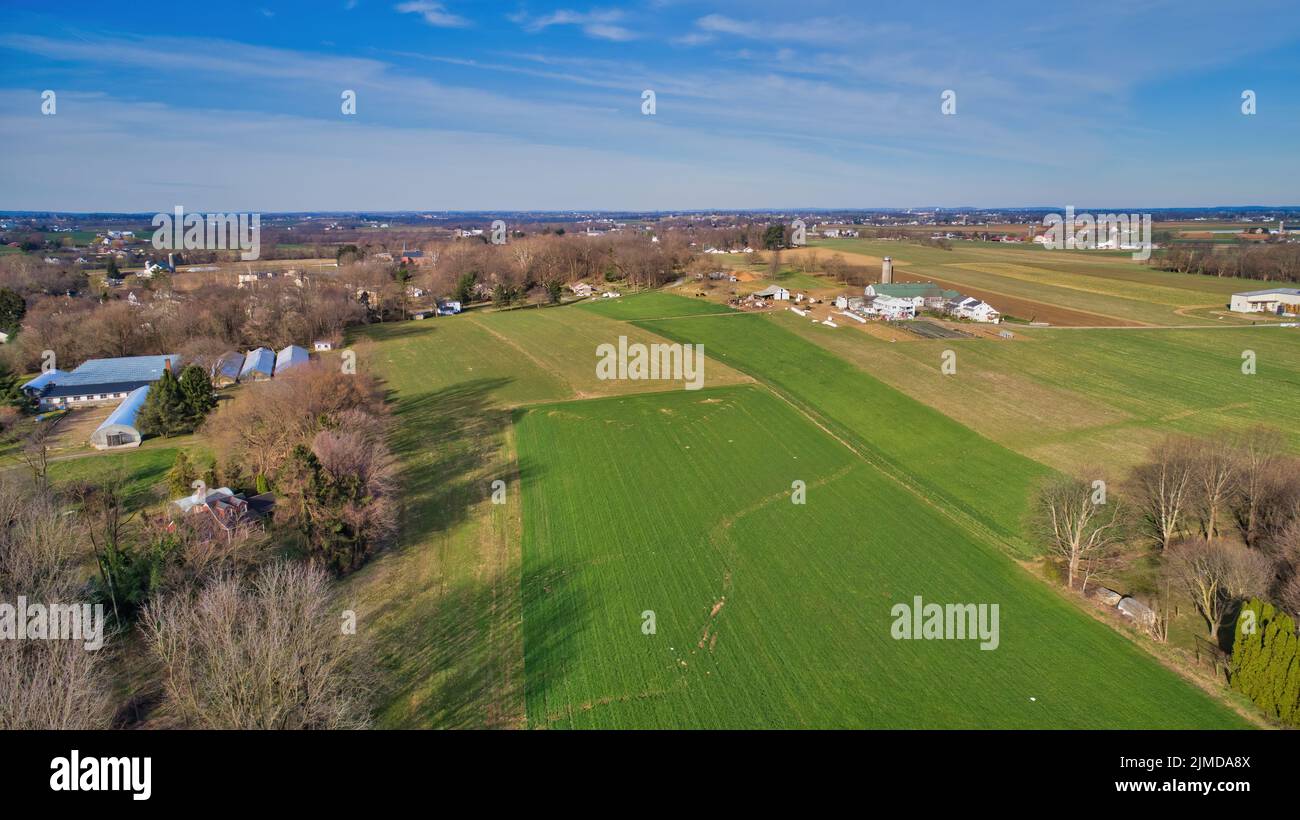 Aerial View of Pennsylvania Countryside in Early Morning Stock Photo ...