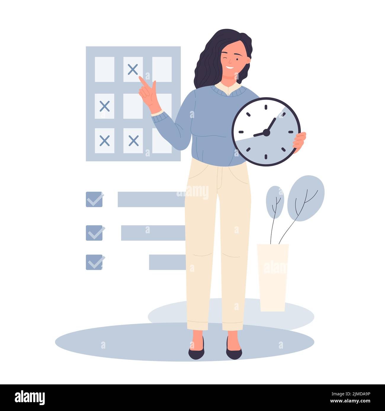 Time management schedule. Busy hours, task planner and organizer vector ...