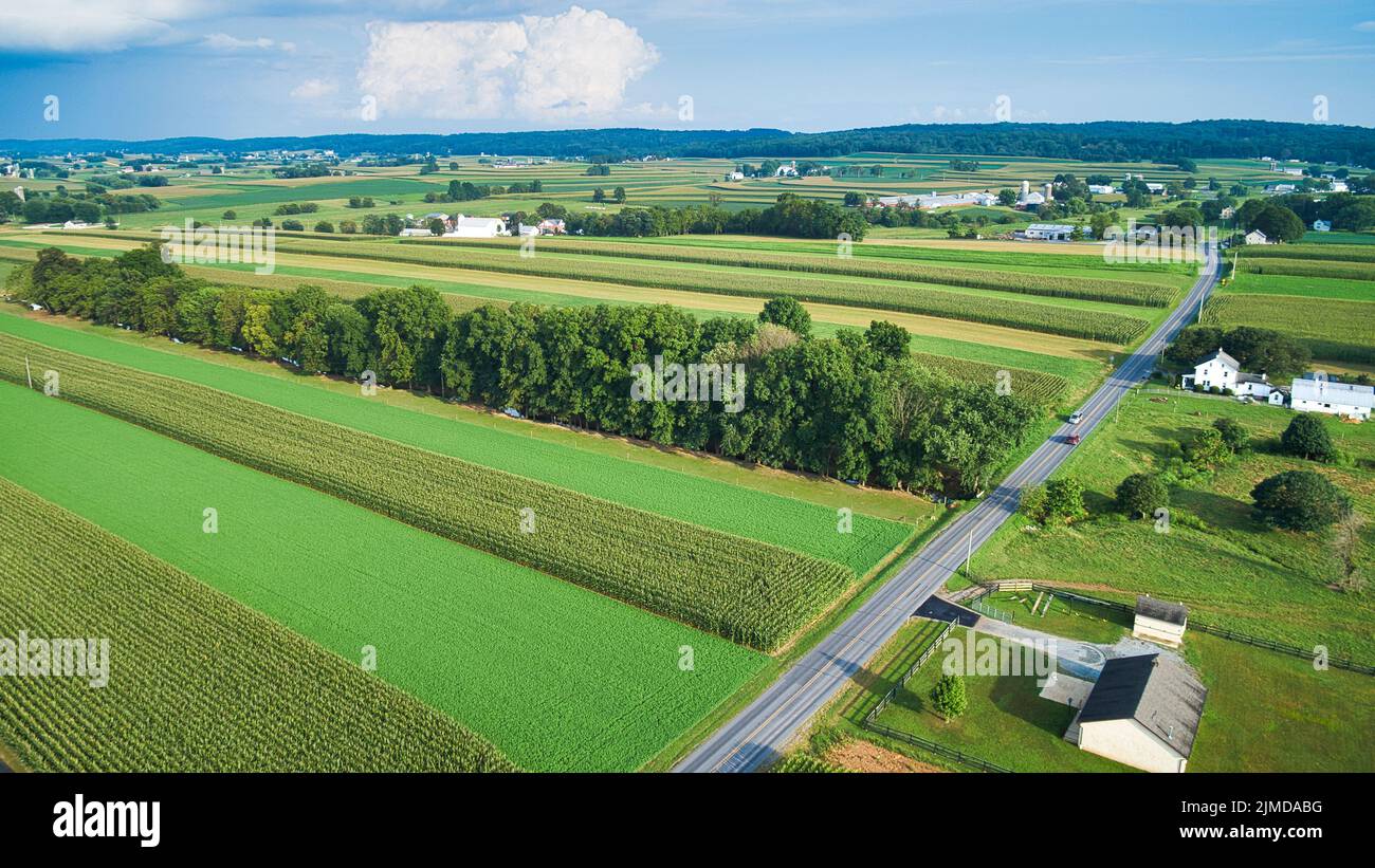 Aerial View of Beautiful Farm Lands and Countryside Stock Photo - Alamy