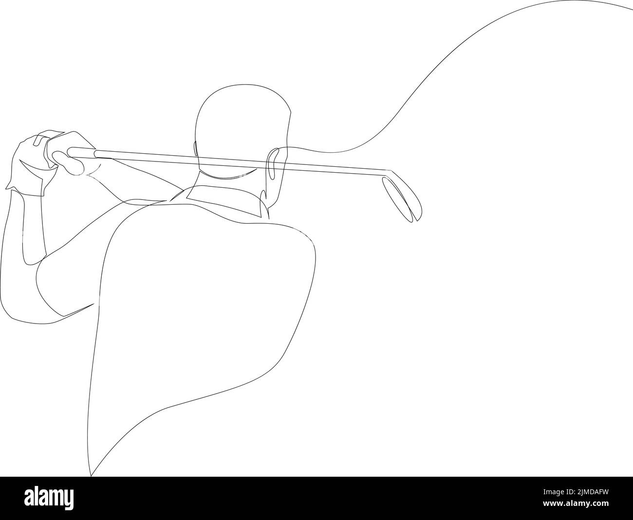 Continuous line drawing of male golfer playing golf. Male golf player ...