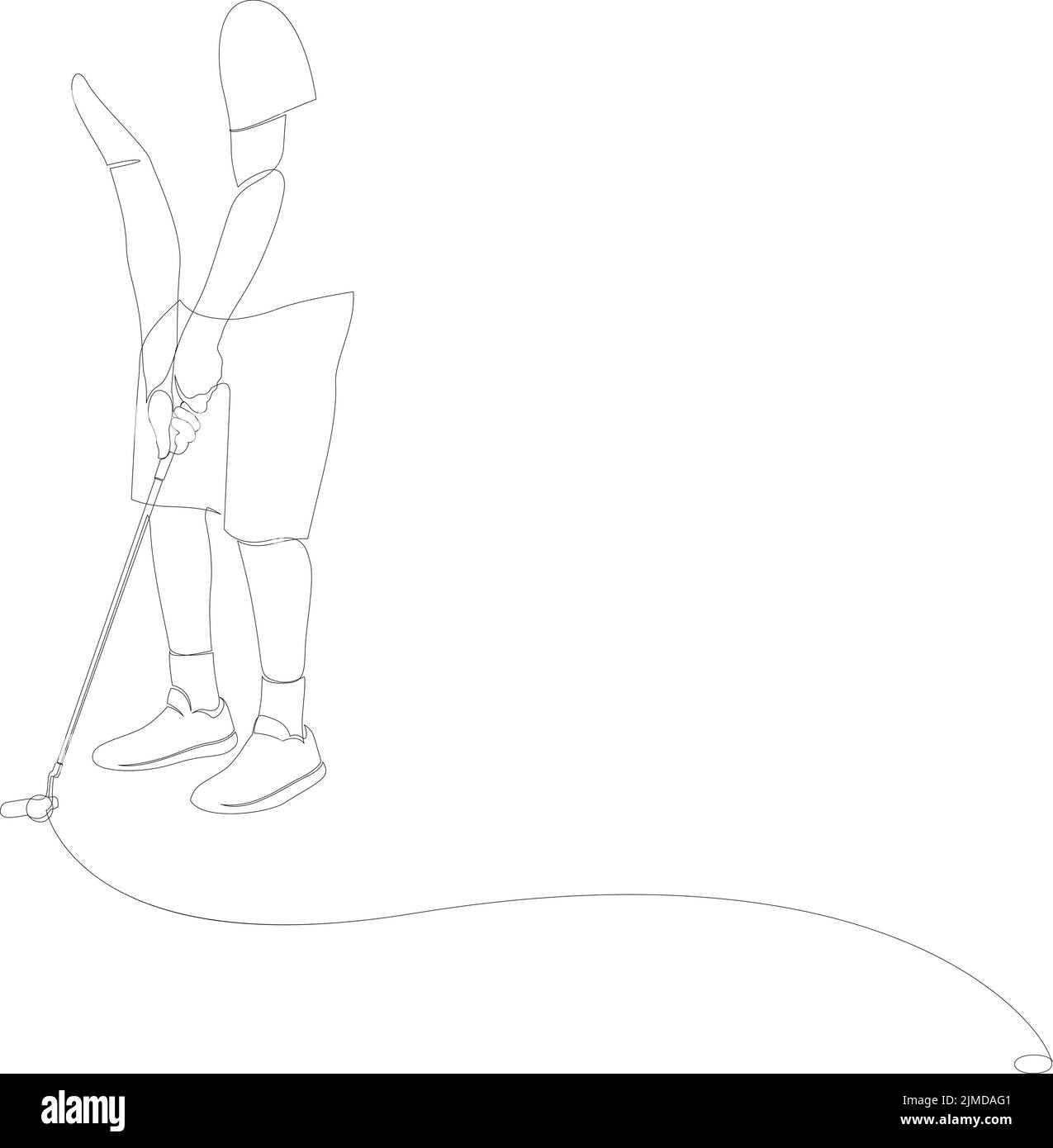 Continuous line drawing of male golfer playing golf. Male golf player ...