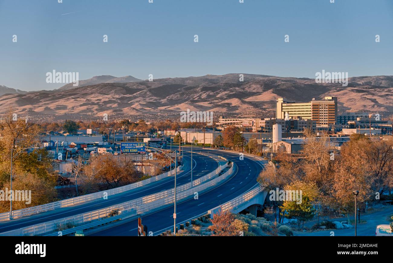 Reno nevada city skyline early morning Stock Photo - Alamy