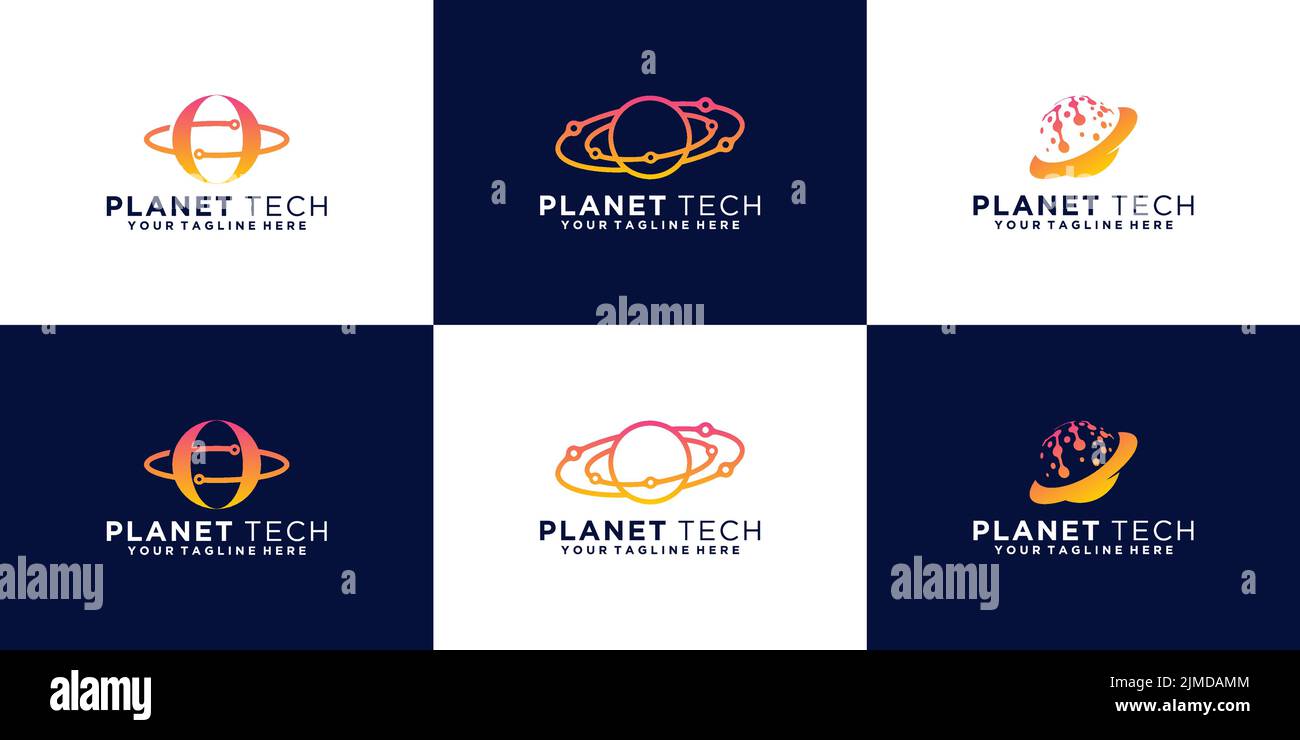 A vector rings of Saturn planet tech logo design inspiration with ...