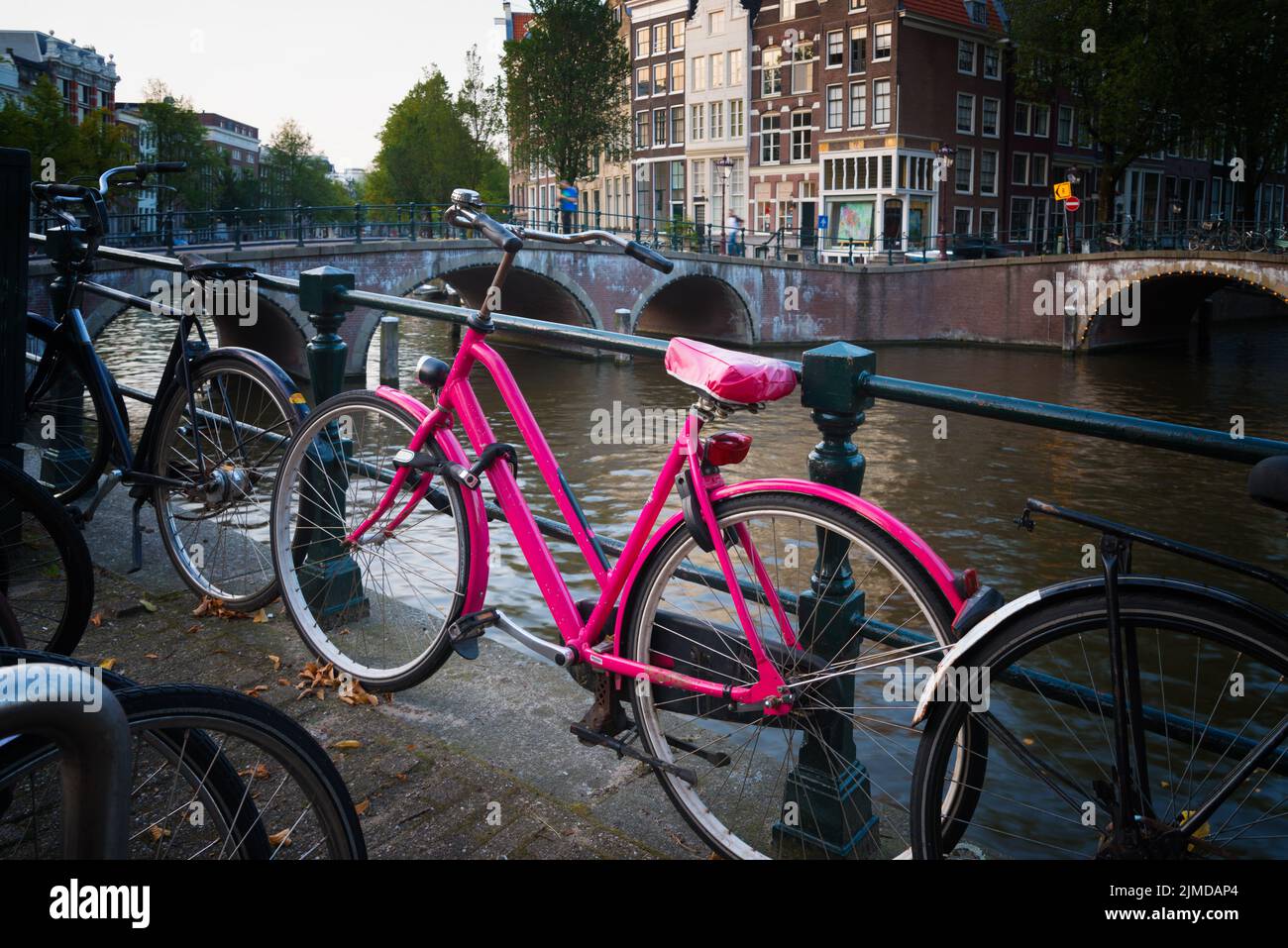 Pink bicycle in Amsterdam Stock Photo - Alamy