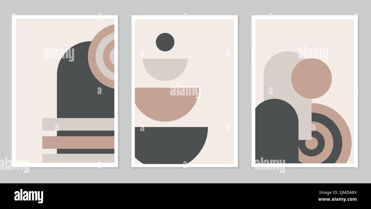 Vector illustration. Boho style. A set of abstract posters Stock Vector ...